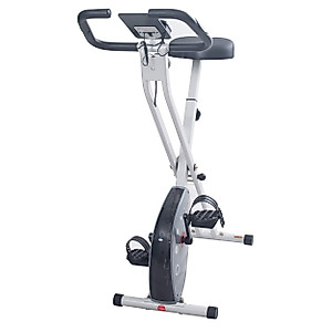 Sunny Health & Fitness Comfort XL Ultra Cushioned Seat Folding Exercise Bike with Device Holder, Gray - SF-B2989
