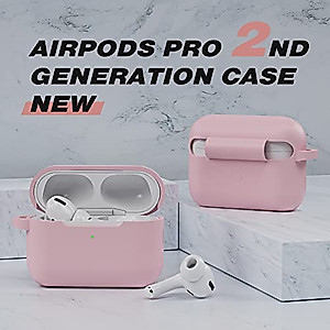 LTDXYD for Airpods Pro 2nd Generation Case Cover 2022 with Keychain, Full Protective Silicone Skin Cover Shock-Absorbing Protective Accessories for Apple Latest AirPods Pro 2 Case (Pink)