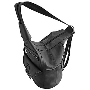 Roma Leathers Concealment Backpack - Premium Black Cowhide Leather - Dual Entry Gun Compartment - YKK Locks - Metal Zippers - Convertible Straps - Multi Pocket Shoulder Bag - Designed in the U.S.A.