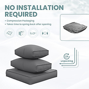 UDPATIO Outdoor Cushions for Patio Furniture with 5 Pillows, Waterproof Patio Furniture Cushions Replacement, 4" Deep Seat Outdoor Sectional Cushions for 4-seat Patio Furniture Chair Sofa Couch, Grey