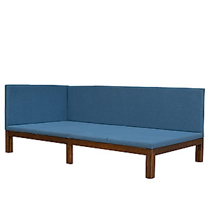 Merax, Blue Upholstered Daybed/Sofa Frame/Wood Floor Linen Cover Mattress/Futon Sleeper Beds, Twin Size