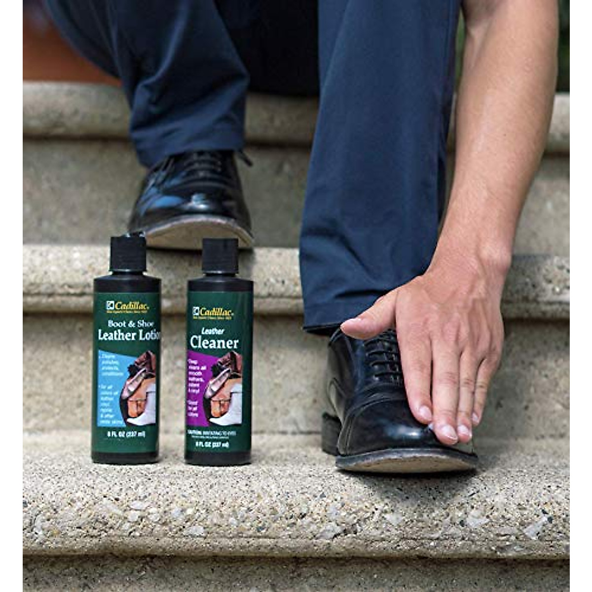 Cadillac Boot and Shoe Leather Lotion 8 Ounces - Cleans, Conditions, Protects, and Polishes Leather Footwear and Accessories