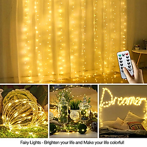 300 LED Curtain String Light with 24 Pcs 180 Feet Fake Vines Artificial Ivy and 50 Pcs Invisible Wall Vines Fixing Clips for Wedding Party Home Garden Bedroom Wall Decorations