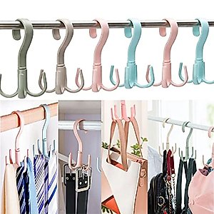 6 PCS Belt Hanger for Closet Purse Bag Scarf Organizer for Closet Organizer Hook Tie and Belt Hanger Rack in Wardrobe Bag Hook Coat Hanger Hook Rotatable Plastic Hangers,Purse Holder for Closet…
