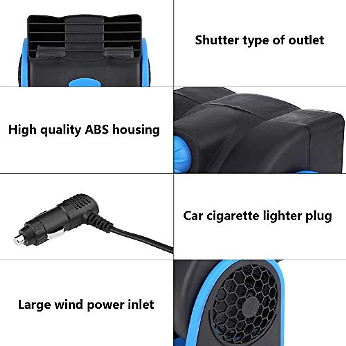 12V Car Auto Cooling Fan, Car Vehicle Electric Cooling Fan Auto Mini Adjustable Speed Silent Air Cooler