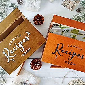 Lumicook Wood Recipe Box – with 120 4x6 inch Cards and 7 Dividers – Eco Friendly Light Brown Bamboo Wood Recipe Holder – Gift for Mom, Women, Wedding, Christmas