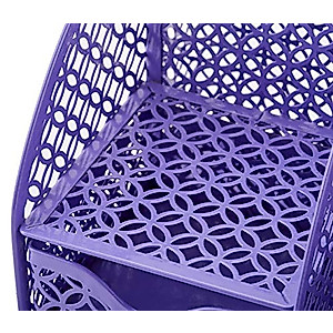 Annova Mesh Desk Organizer Office with 7 Compartments + Drawer/Desk Tidy Candy/Pen Holder/Multifunctional Organizer - Purple