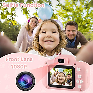 Kids Camera Toys for 6-12 Years Old Boys Girls,Toddler Camera with Protective Silicone Cover,HD Digital Video Cameras with Dual Lens 32GB SD Card,Christmas Birthday Gift for 6 7 8 9 10 11 12