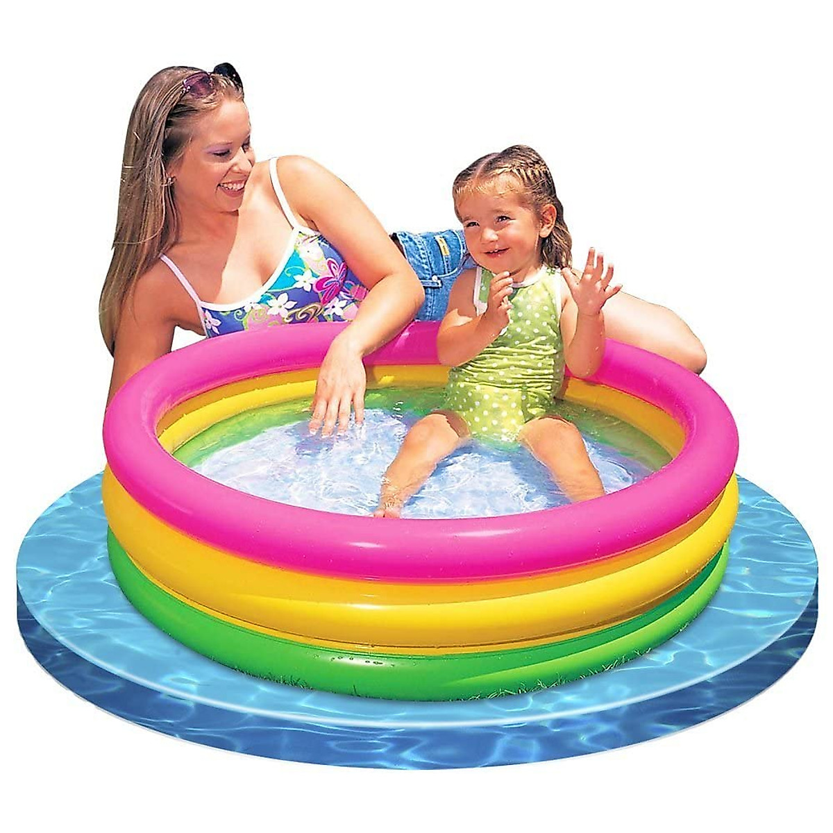Intex Sunset Inflatable Baby Pool (2 Pack) & Inflatable Ocean Scene Kids Pool