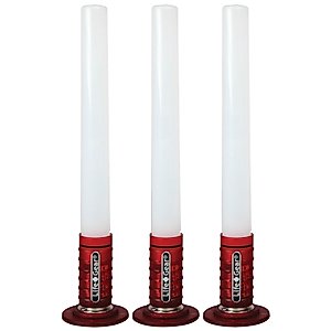Life Gear - WM11-10446-RED LED Emergency Road Flares 3-Pack, Reusable Safety Glow Stick with Flasher & Magnetic Bases - Batteries Included Red