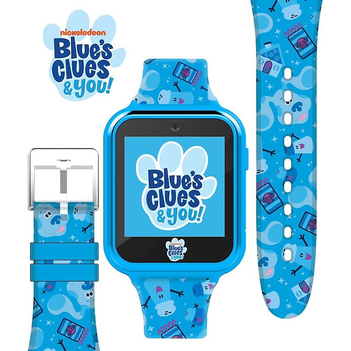 Accutime Blue’s Clues & You! Kids Smart Watch - Interactive Touchscreen with Games, Selfie Camera, Step Tracker, Alarm, and Printed Silicone Strap - Fits Wrists 5.5" to 8.0"