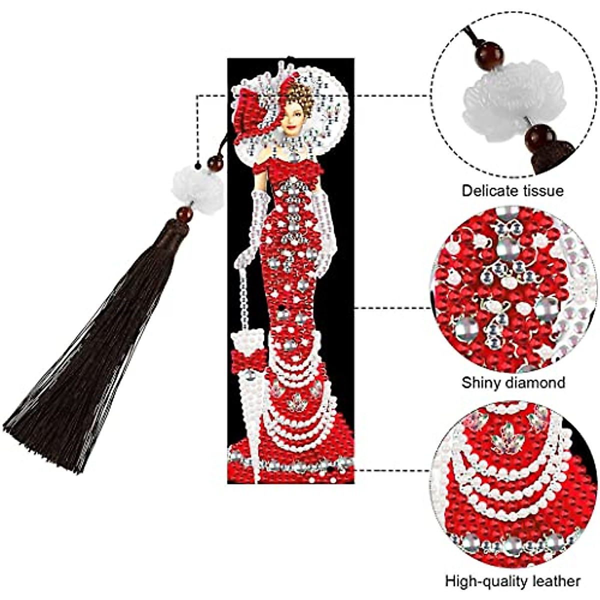 Beautiful Lady Bookmark Diamond Painting Kit for Adult, LXTONG 5D DIY Diamond Painting Bookmark, Special Shaped Crystal Drill Bookmark Paint with Diamonds for Students Graduation Gift