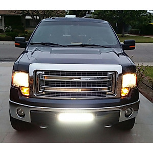 iJDMTOY Lower Grille Mount LED Light Bar Kit Compatible with 2009-14 Ford F-150 or Raptor, Includes (1) 96W High Power LED Lightbar, Lower Bumper Opening Mounting Brackets & On/Off Switch Wiring Kit