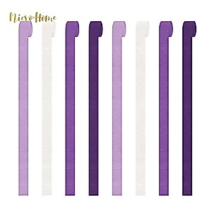 NICROHOME 8 Rolls Crepe Paper Streamers, Pack of Purple, Dark Purple, Pastel Purple, White Streamers for Birthday Party Decorations, Wedding, Valentine Day Lilac Theme Party Supplies, 82Ft Long