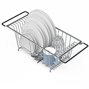 Simple Houseware Over Sink Counter Top Dish Drainer Drying Rack, Chrome