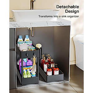 Pipishell Slim Storage Cart with Wheels, Bathroom Cart Organizer Bathroom Storage Small, Rolling Cart for Bathroom, Laundry Room, Kitchen, Narrow Space, Black PIUC04
