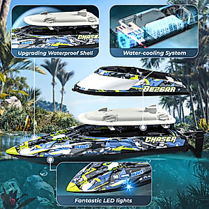 BEZGAR TX123 Remote Control Boats - Fast Speed RC Boat 32+ KPH with A Portable Suitcase for Lakes & Pools & Salt Water, Summer Toys for Adults and Ideal Gifts for Kids Boys Age 6 7 8-12 Years Old