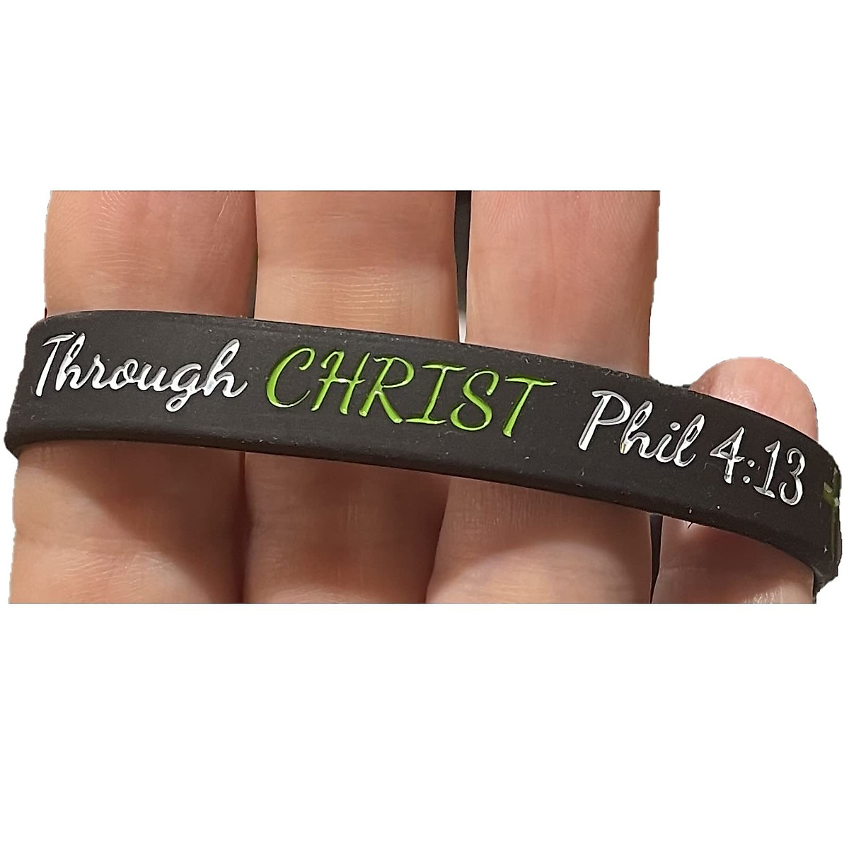 1 Single bracelet - Black I Can Do all Things Through Christ Bracelet Philippians 4 13 Silicone Wrist Band Rubber Christian Bracelets For Men And Women Ink Injected Industrial Strength