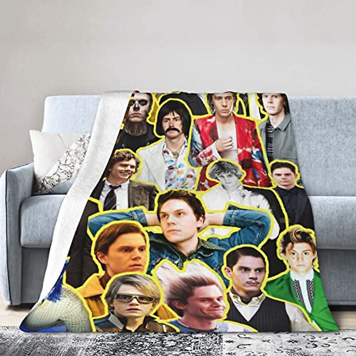 Blanket Evan Peters Soft and Comfortable Warm Fleece Blanket for Sofa, Office Bed car Camp Couch Cozy Plush Throw Blankets Beach Blankets