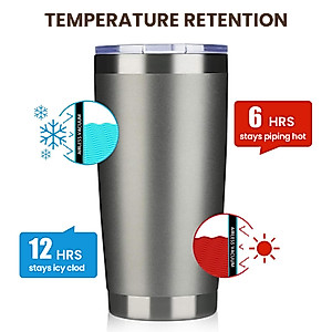 MEWAY 20oz Tumbler Cup Double Wall Vacuum Insulated Travel Mug Bulk, Stainless Steel Tumblers with Lid and Straw, Durable Powder Coated Coffee Cups for Cold & Hot Drinks (Cold Grey, 1)