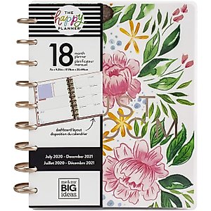 Me & My Big Ideas Happy Planner MED 18 DET, Detailed Florals, July 2020-Dec 2021