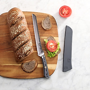 Cangshan NAKA Series 503060 X-7 Steel Forged 9-inch Offset Bread Knife with Sheath