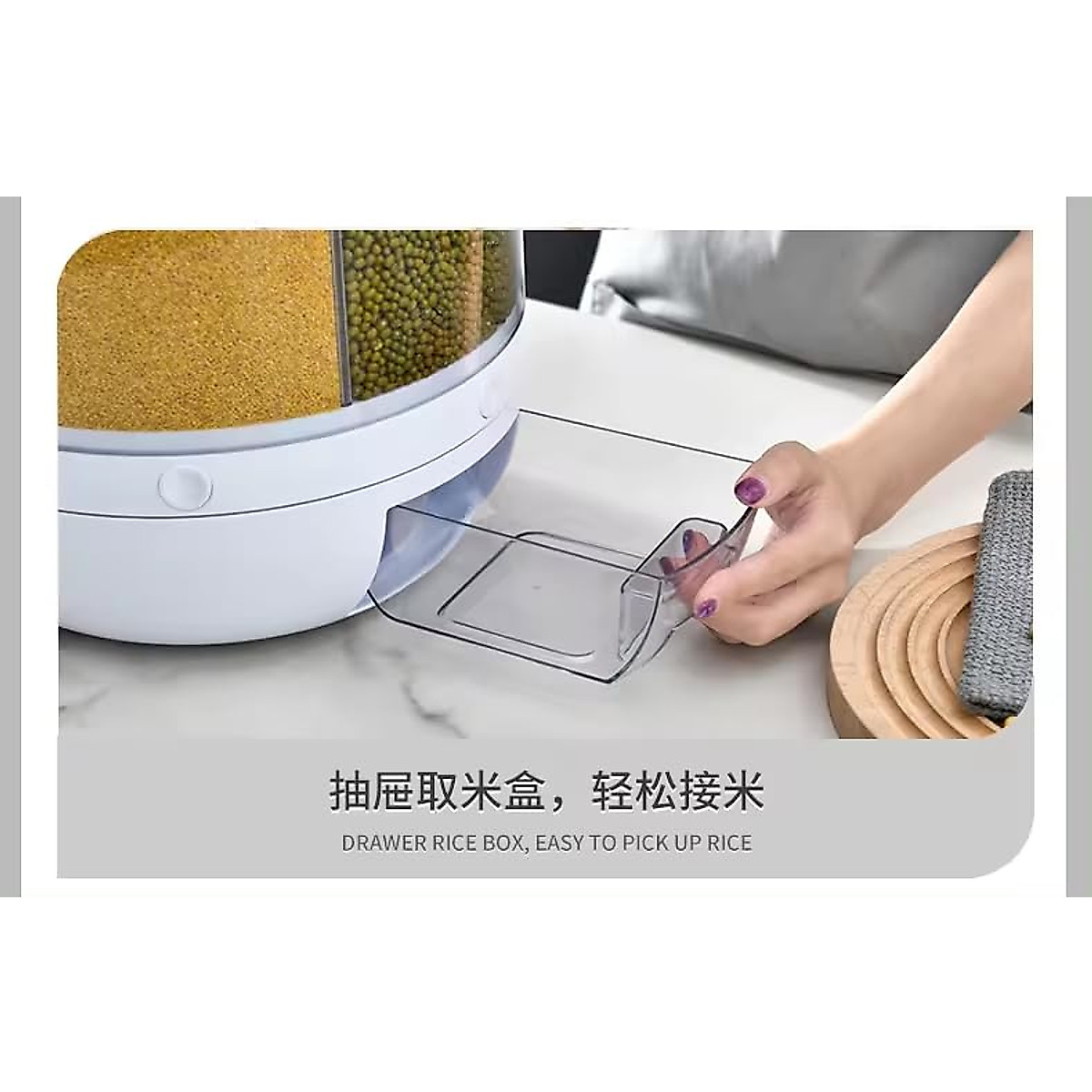 Rice Dispenser Kitchen Moisture-Proof 6-Grid Rotating Food Grain Dispenser Cereal Storage Box Rice Container Dispenser Min:10kg (10, Kilograms) Max:15kg (15 kilograms)