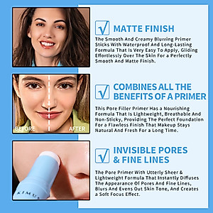 KIMUSE Primer Face Makeup Blur Primer Stick, Lightweight, Smooths, Long-Lasting, Minimize Pores, Flawless Finish, Face Primer for All Skin Types