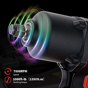 MANUSAGE Air Impact Wrench 1/2 inch with Twin Hammers, Pneumatic Heavy Duty Tools, 1200 ft-lbs Powerful Torque Output,7000RPM, Forward/Reverse, Speed Control, RP9510, Black, Red