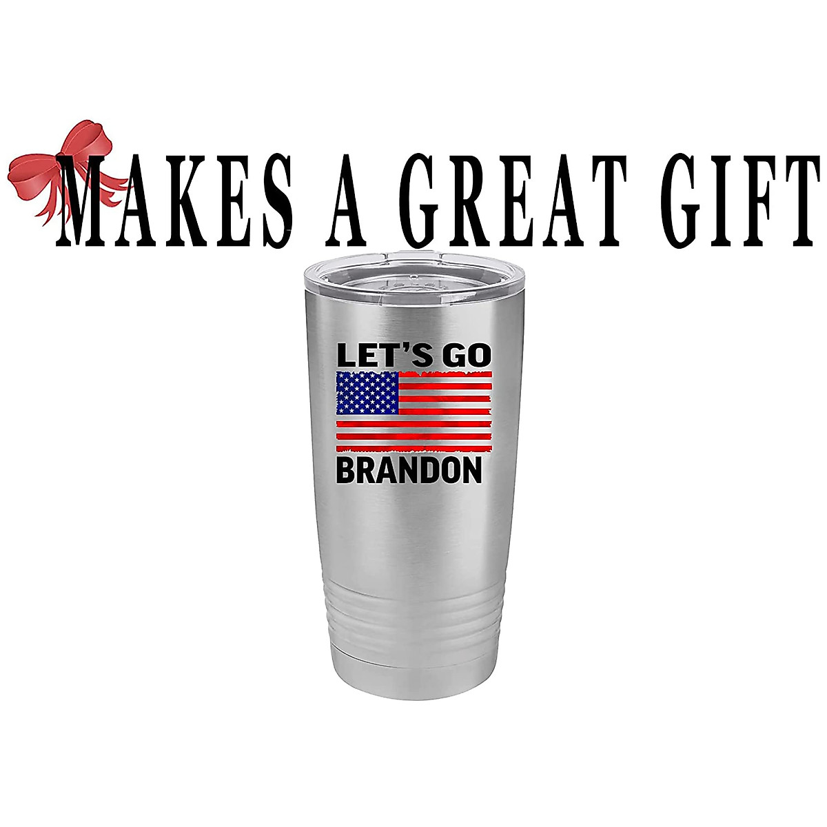 Rogue River Tactical Funny Let's Go Brandon 20 Ounce Large Stainless Steel Travel Tumbler Mug Cup