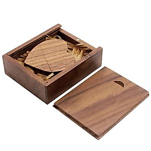 YOOGO Wooden Heart Shape USB Flash Drive USB Memory Stick Thumb Drivers 16GB 2.0 High Speed with Matching Box for Novelty Wedding Gift (16GB, Walnut)