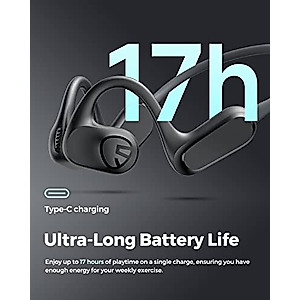 SoundPEATS Air Conduction Headphones, RunFree Lite Open-Ear Sports Bluetooth V5.3 Headphones with Bass Boost and 17 Hours, Sweatproof Ultralight Headset for Running, Workouts, USB-C