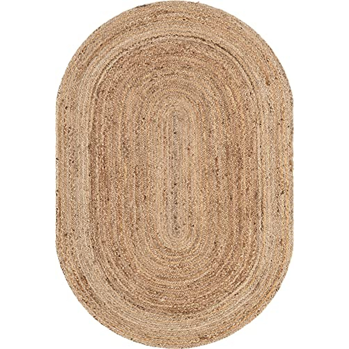 Unique Loom Braided Jute Collection Area Rug - Dhaka (4' 1" x 6' 1" Oval, Natural)