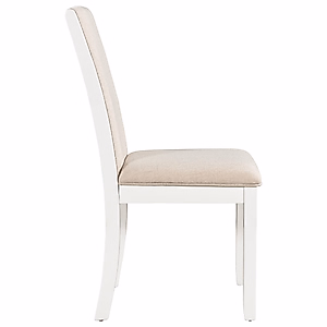YuiHome Set of 4, Full Back Set with Upholstered, Farmhouse Dining Chairs with Solid Wood Frame and Legs,White+Cushion Beige