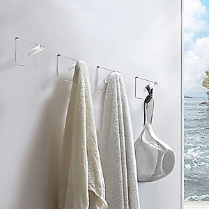 Watpot Acrylic Hat Hooks for Wall, Clear Adhesive Hooks for Hanging Towel Coat Bag, 6 Pack