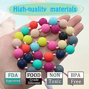 Chew Necklaces for Sensory Kids, 2PCS Silicone Chewy Necklace for Autistic Children Chewing, Silicone Fidget Necklace for Boys Girls with Autism