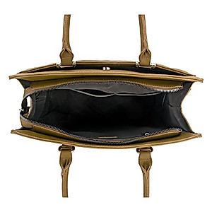 DAVID JONES Paris Women Fashion Chevron Design Satchel Handbag Work Travel Tote Bag with Crossbody (Khaki)