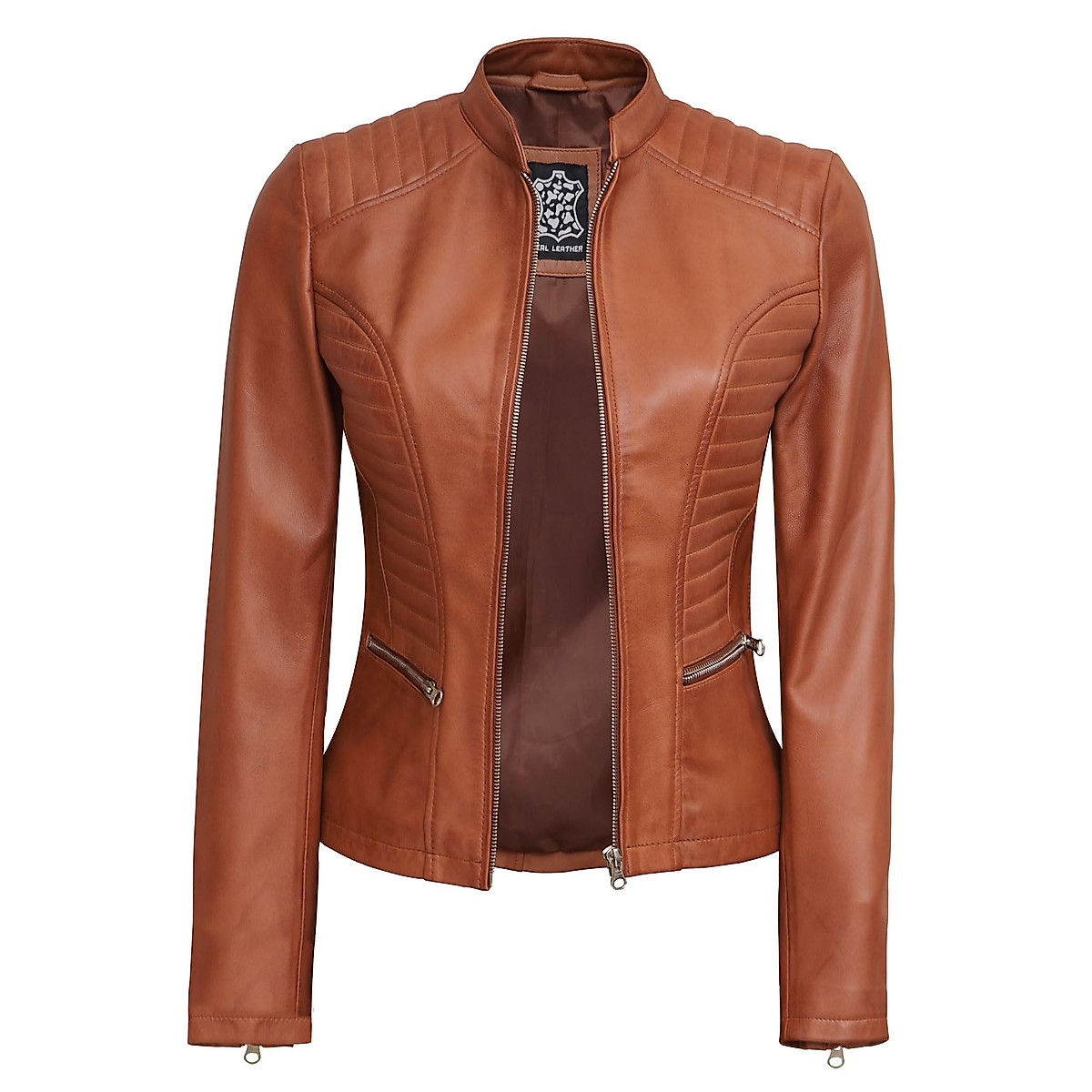 Decrum Womens Brown Leather Jacket - chaquetas de cuero para mujer | [1300172] N-185, S