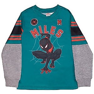 Marvel Superheroes Avengers and Spider-Man 2-Piece Set, Boys Long Sleeve Active Mesh T-Shirt & Pants 2-Pack Bundle Set (Size 14/16, Turquoise)