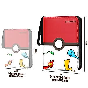 Tcgames Card Binder 9-Pocket, 720 Pockets Card Holder with 40 Sleeves Red