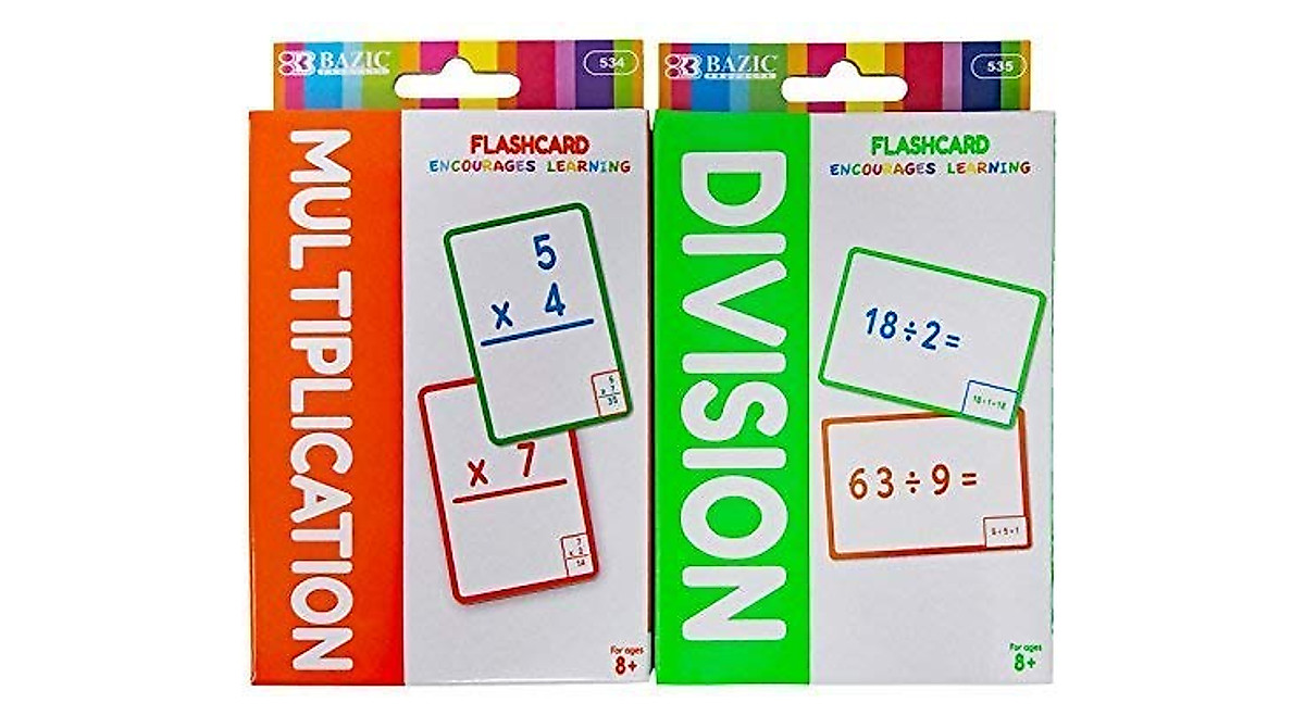 BAZIC Multiplication & Division Flash Cards for Kids (Ages 8+)