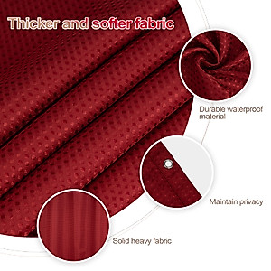 WOHEWREY Shower Curtain, Waterproof Waffle Fabric Shower Curtain, 72 * 78 Inch Shower Size, with 12 Hooks, Weighted Long Hem, Machine Washable, Suitable for Home Hotel Bathroom Shower Curtain Set Red