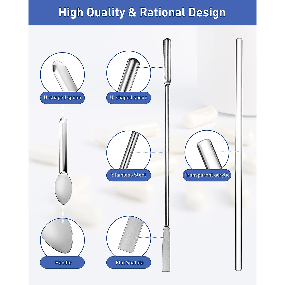 Capsule Filling Machine Kits, Micro Lab Spoon Spatula Tamper Tool for Fast and Easy Gel Capsule Filling, Gel Cap Capsule Pill Filler Machine - #000 00 0 1 2 3
