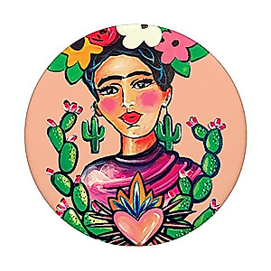 Mexican Girl with Flowers (Mexican Art) PopSockets Swappable PopGrip