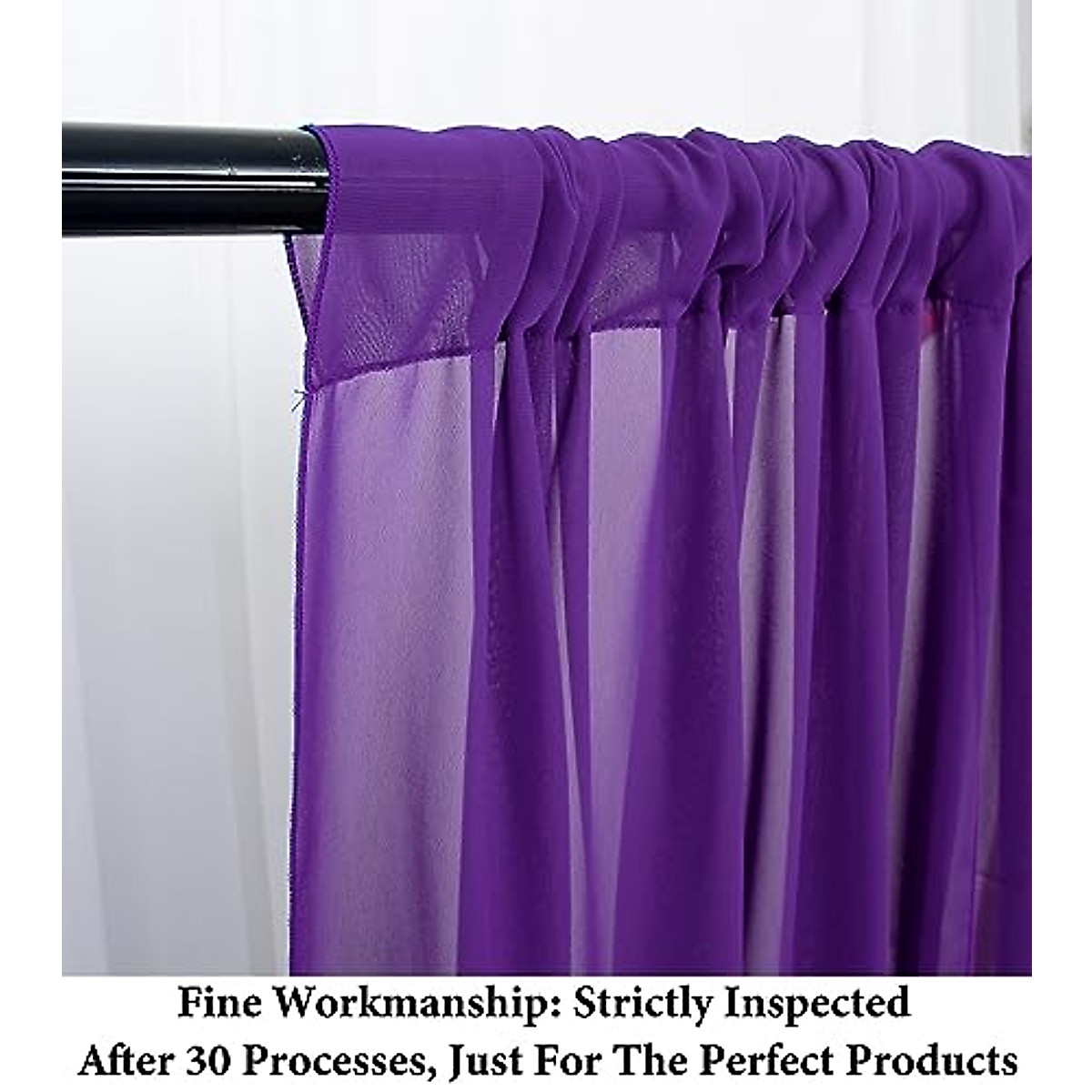 Chiffon Backdrop Curtain 29''x84'' Purple Chiffon Fabric Drapes for Wedding Ceremony 5FTx7FT Chiffon Voile Curtains 2 Panels Photography Backdrop Drapes Party Stage Backdrop (29''x84''x2pcs, Purple)