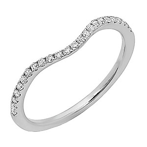 Dazzlingrock Collection 0.30 Carat (ctw) Round White Cubic Zirconia Contour Anniversray Wedding Band for Women in 10K White Gold Size 6