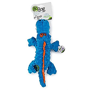 goDog Gators With Chew Guard Technology Tough Plush Dog Toy, Blue, Large (774019)