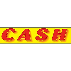 SSWBasics Rectangular Slogan Windshield Sticker - Red/Yellow - "Cash" - 14 1/2ʺL x 2 3/4ʺH - Pack of 12 - Auto Dealer Supplies: Red and Yellow Rectangular Slogan Windshield Stickers - Dealer Windshield Stickers