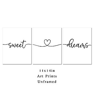 Sweet Dreams Print Bedroom Wall Decor Above Bed Wall Art Minimalist Prints Bedroom Prints Nursery Bedroom Print, Set of 3 Prints, 11x14inch Unframed