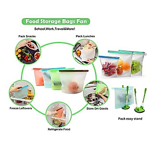 Silicone Reusable Storage Bags (1500ml | 2 Bags) with Stand By Nuccun, Airtight Ziplocks | Freeze | Microwave | Dishwasher Safe